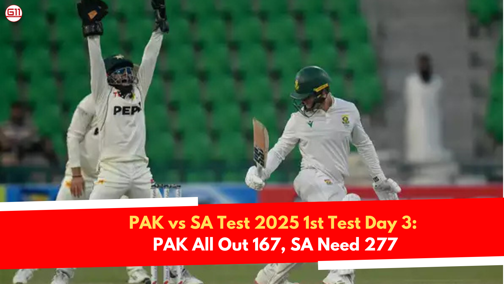 PAK vs SA Test 2025 1st Test Day 3: PAK All Out 167, SA Need 277
